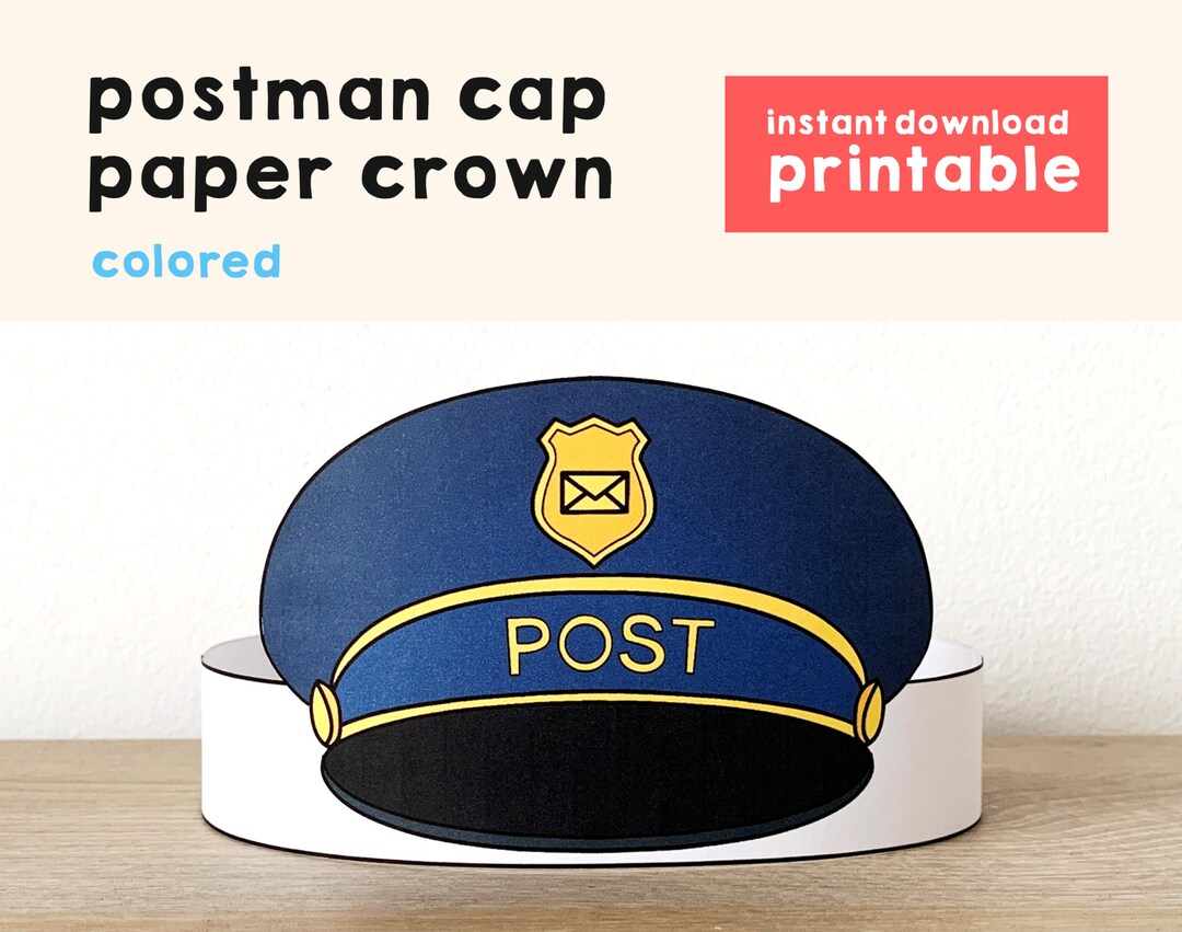 Postman Cap Hat Paper Crown Party Printable Kids Craft - Etsy