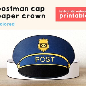 Postman Cap Hat Paper Crown Party Printable Kids Craft - Etsy