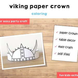 Viking Paper Crown Activity Printable Kids Craft Helmet Medieval ...