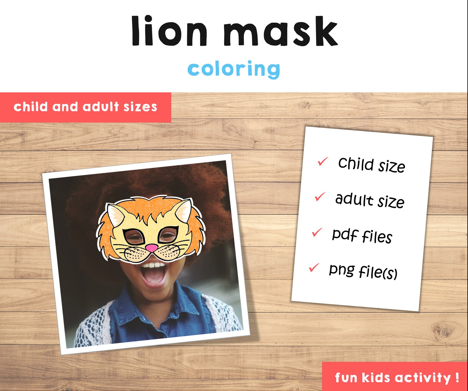Lion Mask Printable Lion Costume Mask Lion Party Jungle Animal - Etsy