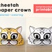 Cheetah Paper Crown Party Coloring Printable Kids Craft Safari Birthday ...