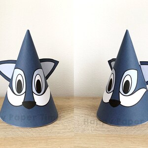 Wolf Paper Hat Printable Woodland Table Decoration Wolf Party Hat ...