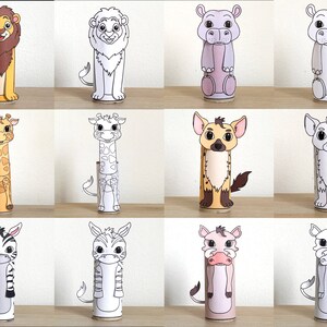 African Animals Toilet Paper Roll Craft Safari Party Coloring Printable ...