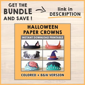 Halloween Paper Crowns Witch Zombie Bat Devil Frankenstein Printable ...