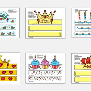 Happy Birthday Paper Crowns Party B-day Printable Kids Craft Birthday ...