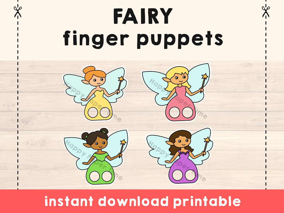 Fairy Puppet Paper Craft Printable Finger Puppet Kids Craft Fairy ...