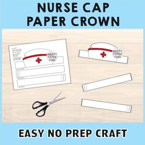 Nurse Cap Hat Paper Crown Party Coloring Printable Kids Craft Doctor ...