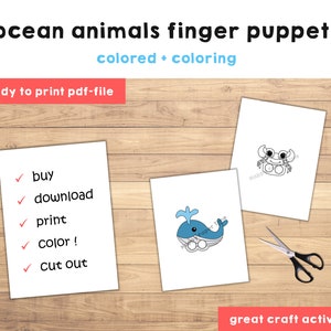 Ocean Animals Paper Craft Printable Finger Puppet Template Kids Craft ...