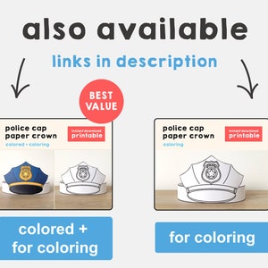 Police Cap Hat Paper Crown Party Pretend Play Printable Kids Craft ...