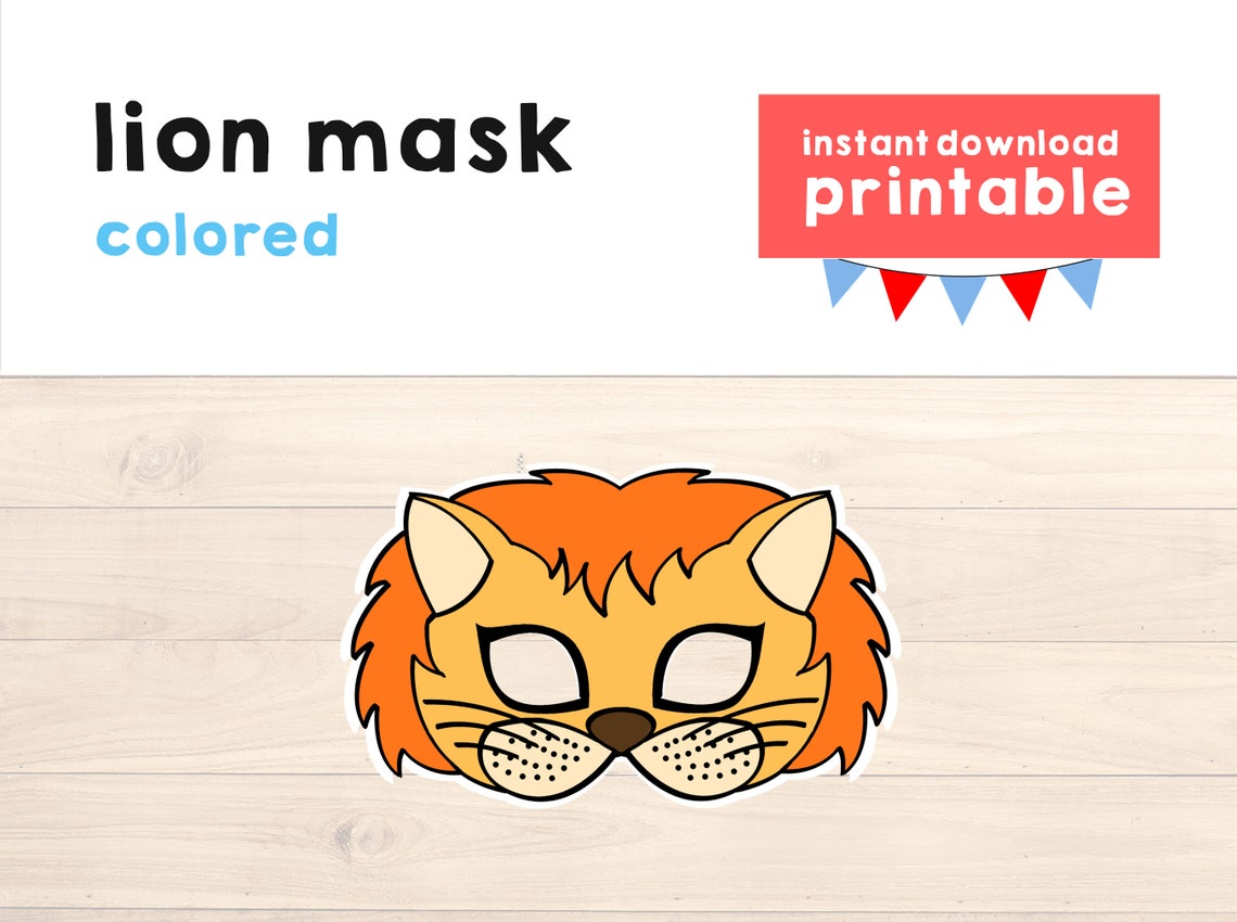 Lion Mask Printable Party Favor Lion Costume Mask Lion Party - Etsy