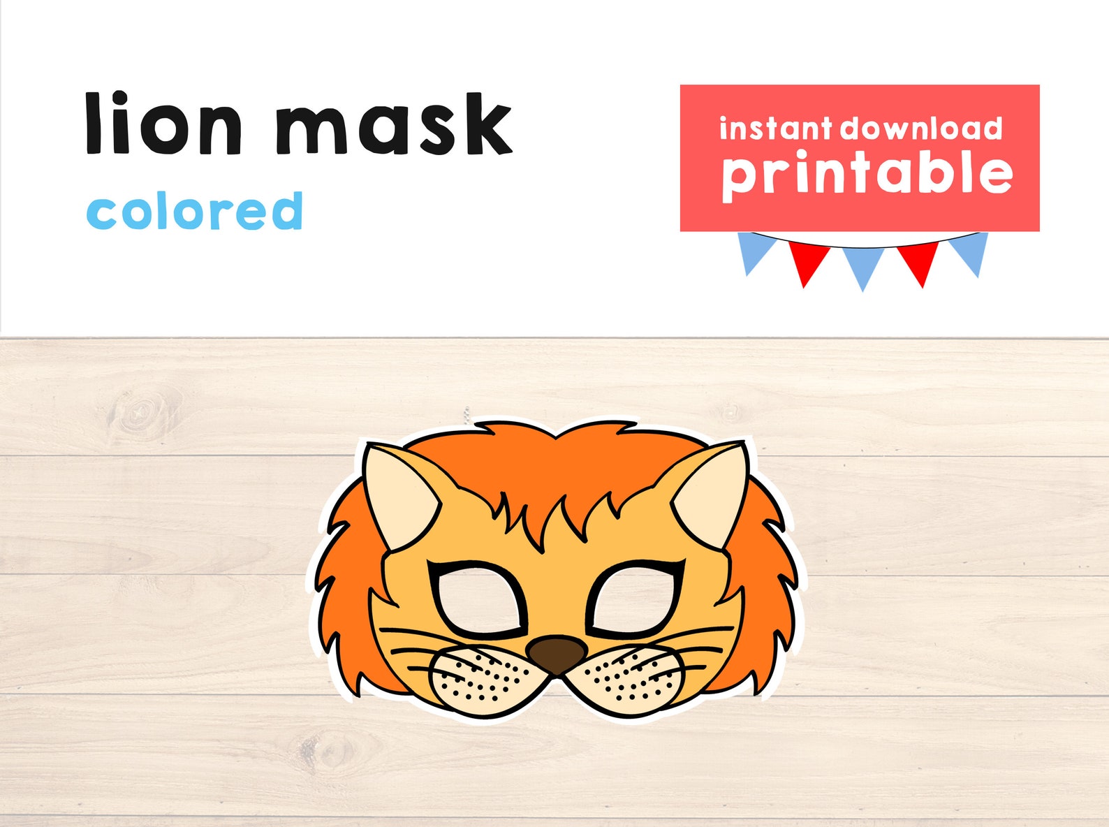 Lion Mask Printable Party Favor Lion Costume Mask Lion Party - Etsy