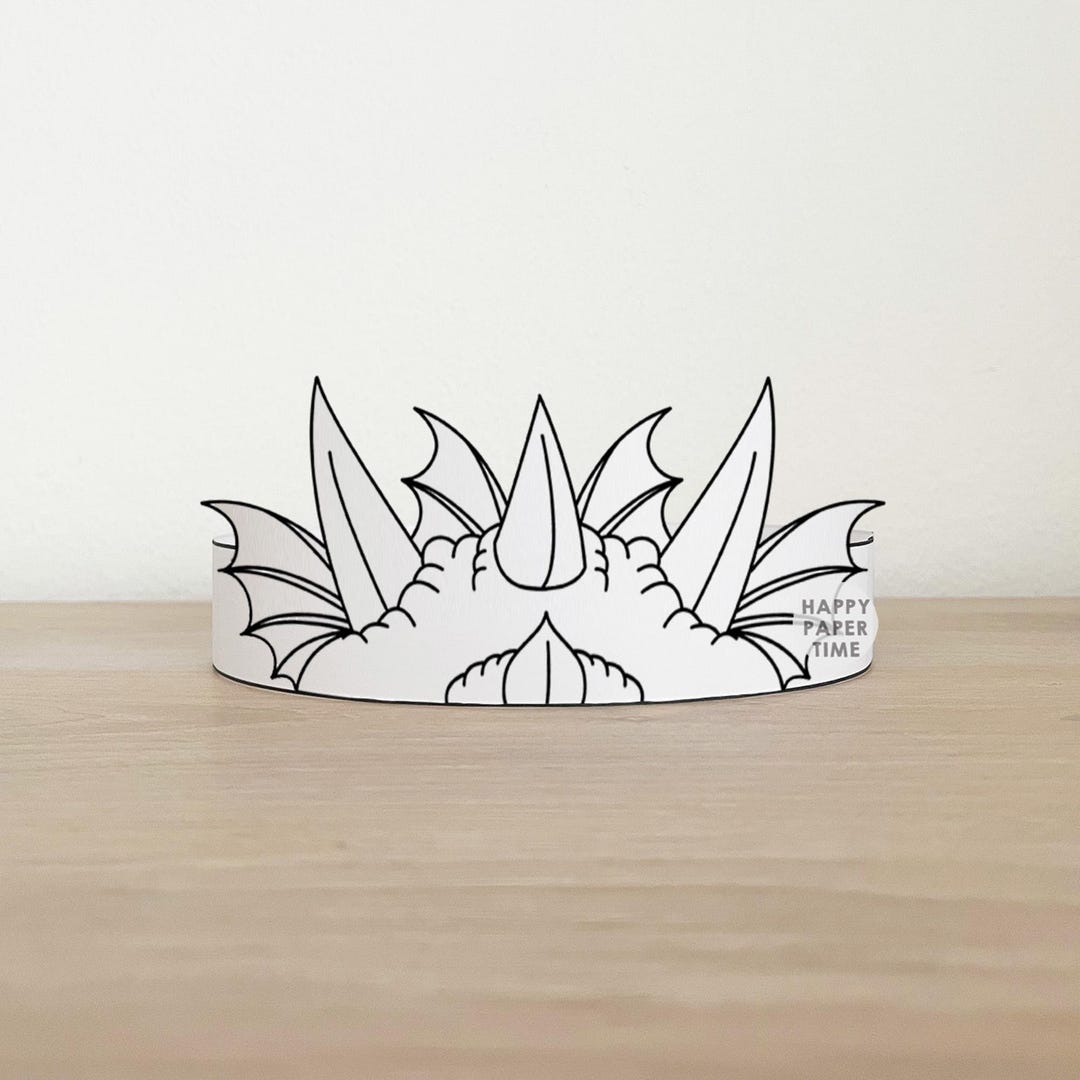 Dragon Paper Crown Template Fantasy Party Headband Coloring Printable ...