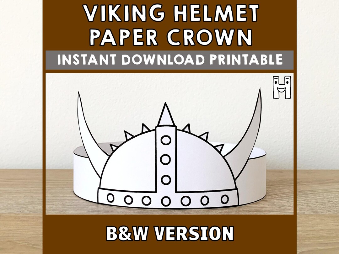 Viking Paper Crown Activity Printable Kids Craft Helmet Medieval ...