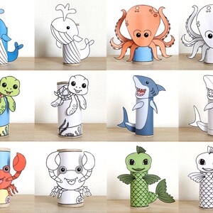 Ocean Animals Toilet Paper Roll Craft Wild Party Coloring Printable ...