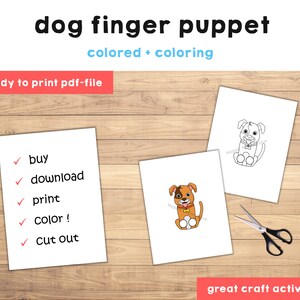 Dog Puppy Paper Craft Printable Pet Animal Finger Puppet Kids Craft ...