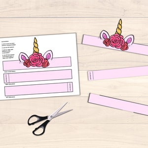 Unicorn Paper Crown Party Coloring Printable Kids Craft Unicorn ...