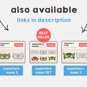 Superhero Mask Costume Hero Mask Printable Party Favor Craft Halloween ...