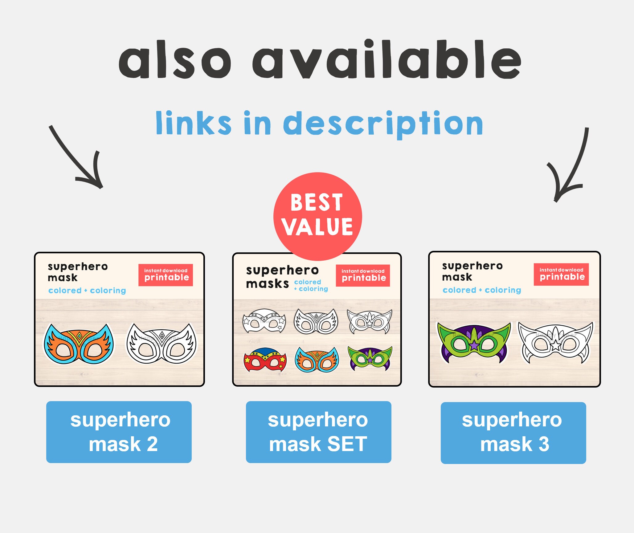 Superhero Mask Costume Hero Mask Printable Party Favor Craft Halloween ...