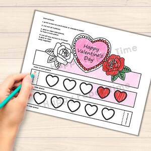 Valentine's Day Paper Crown Party Activity Printable Kids Easy Craft ...