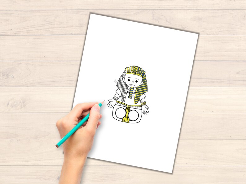 Pharaoh Paper Craft Printable Ancient Egypt Finger Puppet Kids | Etsy