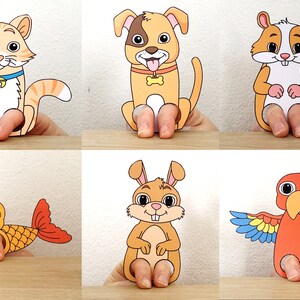 Pets Animal Paper Craft Printable Finger Puppet Template Kids Craft ...