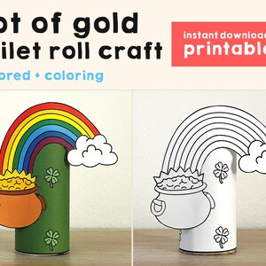 Pot of Gold Rainbow Toilet Paper Roll Craft Activity St. Patrick's Day ...