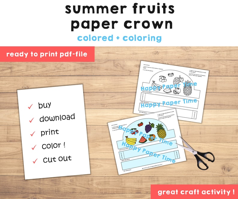 Fruits Summer Paper Crowns Spring Printable Kids Craft Coloring ...