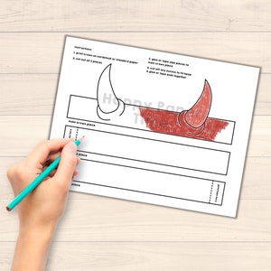 Devil Horns Paper Crown Party Coloring Printable Kids Craft - Etsy