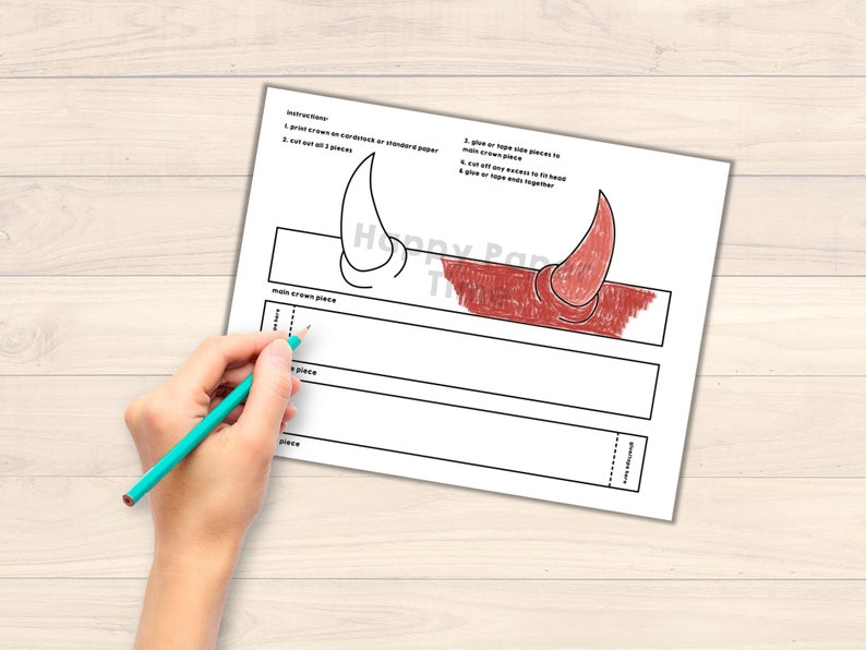Devil Horns Paper Crown Party Coloring Printable Kids Craft - Etsy