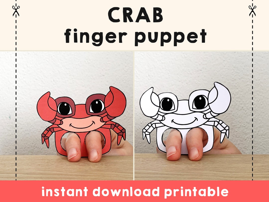Crab Paper Craft Printable Ocean Animal Finger Puppet Kids Craft ...