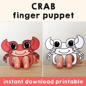 Crab Paper Craft Printable Ocean Animal Finger Puppet Kids Craft ...