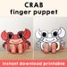 Crab Paper Craft Printable Ocean Animal Finger Puppet Kids Craft ...