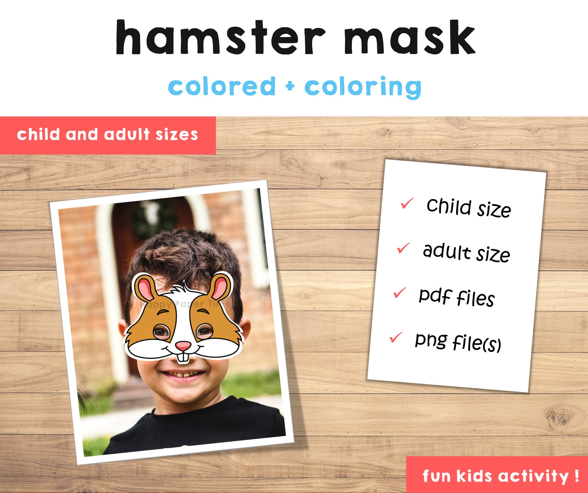 Hamster Mask Animal Mask Party Favor Pet Printable Pet Costume - Etsy