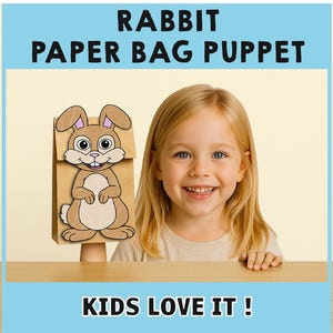 Rabbit Bunny Paper Bag Puppet Printable Pet Farm Animal Craft Activity ...