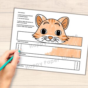Cat Paper Crown Headband Pet Animal Printable Kids Craft Kitten Party ...