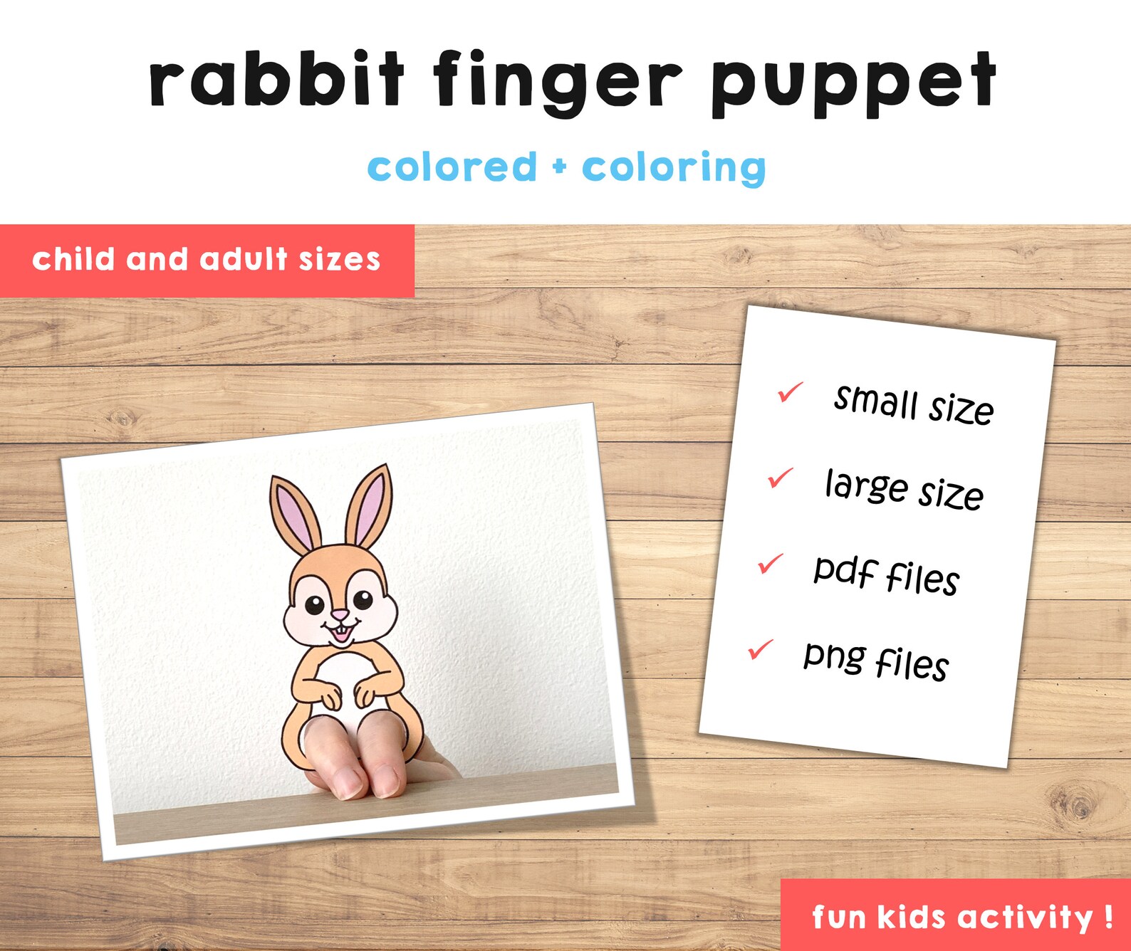 Rabbit Bunny paper craft printable farm animal Finger Puppet | Etsy