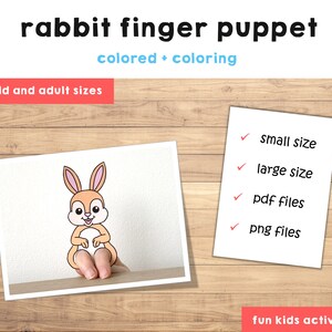 Rabbit Bunny Paper Craft Printable Farm Animal Finger Puppet Kids Craft ...