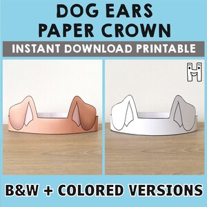 Dog Ears Paper Crown Party Coloring Printable Kids Craft Puppy Costume ...