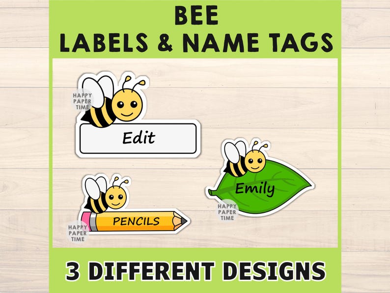 Bee Name Tags Classroom Labels Bug Insect Animal Spring Editable Files ...