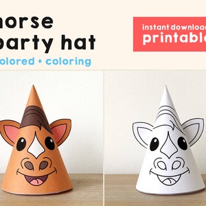 Horse party hat paper printable Template Print Farm animal | Etsy