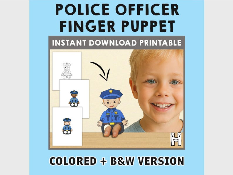 Police Officer Paper Craft Printable Community Helper Finger Puppet ...