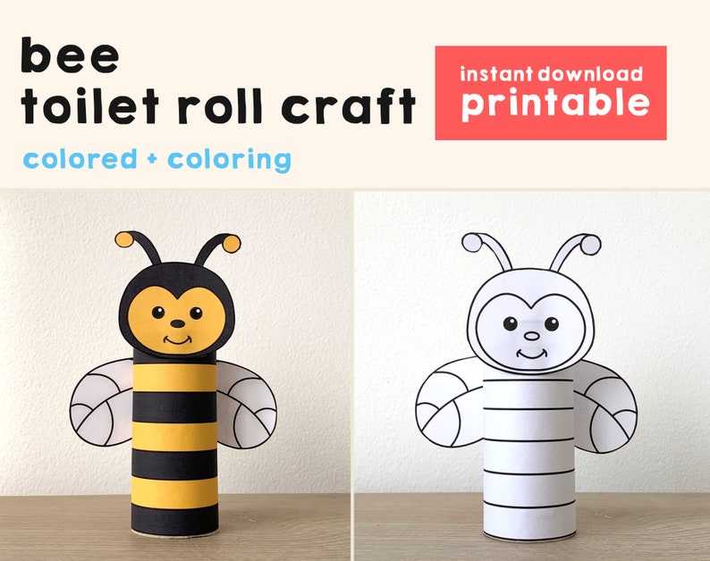 Bee Toilet Paper Roll Craft Bugs Insects Party Coloring - Etsy