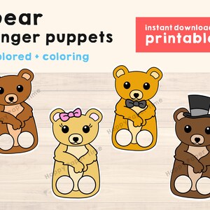 Bear Paper Craft Printable Woodland Animal Finger Puppet Kids Craft ...