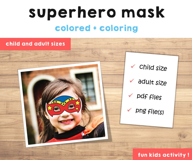 Superhero Mask Costume Hero Mask Printable Party Favor Craft | Etsy