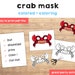 Crab Mask Template Costume Kids Diy Ocean Sea Animal Party Fun Favor ...