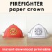 Firefighter Helmet Paper Crown Party Coloring Printable Kids Craft ...
