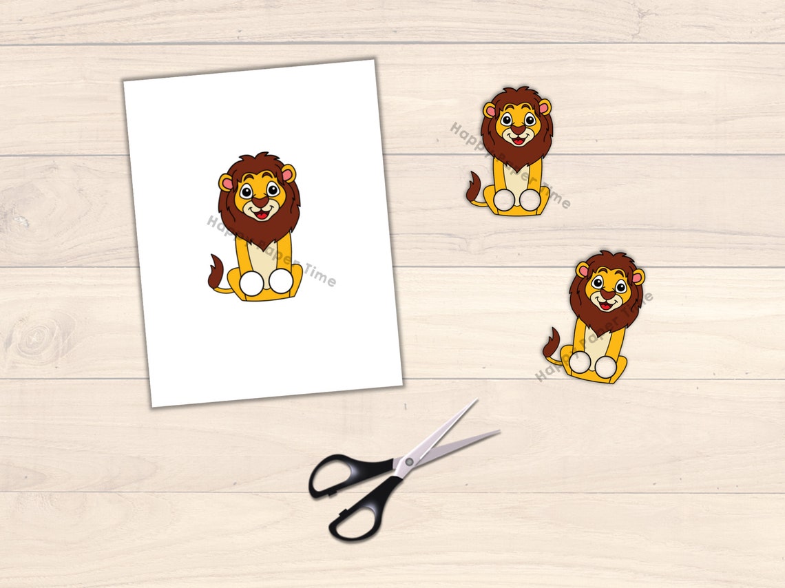 Lion Paper Craft Printable African Animal Finger Puppet Kids | Etsy