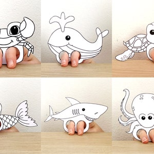 Ocean Animals Paper Craft Printable Finger Puppet Template Kids Craft ...