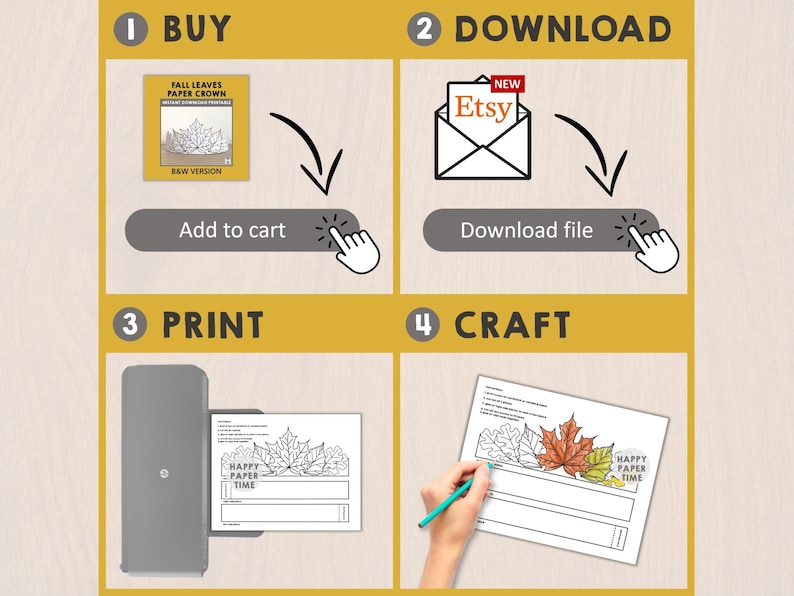 Fall Leaves Paper Headband Crown Hat Thanksgiving Autumn Party Coloring ...