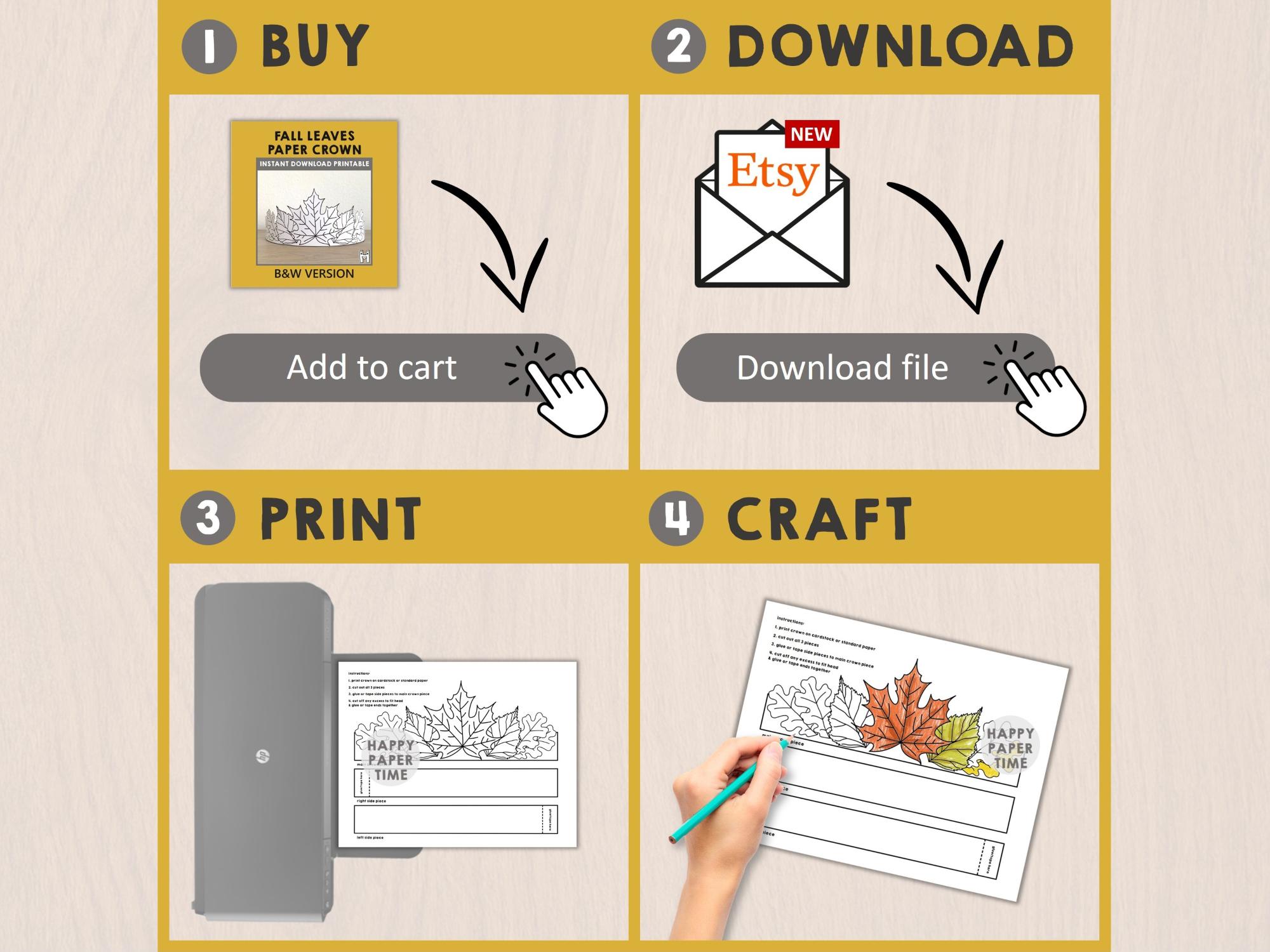 Fall Leaves Paper Headband Crown Hat Thanksgiving Autumn Party Coloring ...